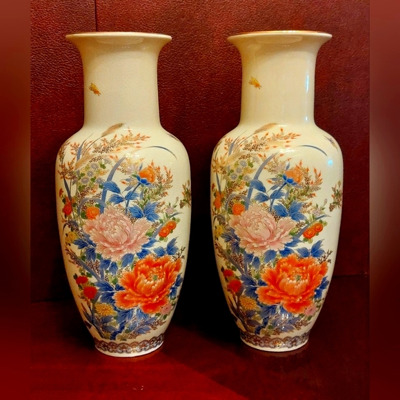 Shibata Toki - 柴田陶器 | Accents | Pair Of Vintage Asian Floral Design ...